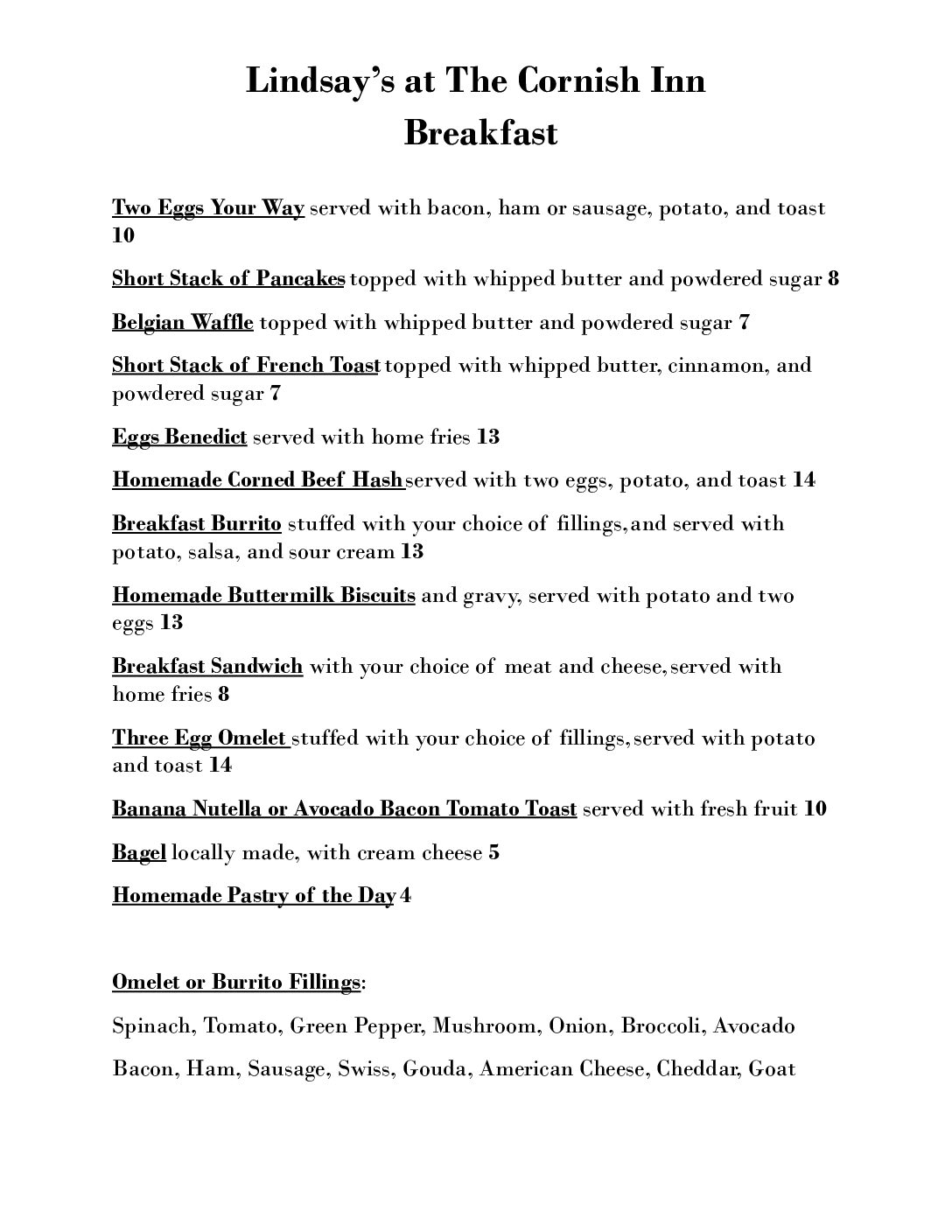 Lindsay’s - The Cornish Inn